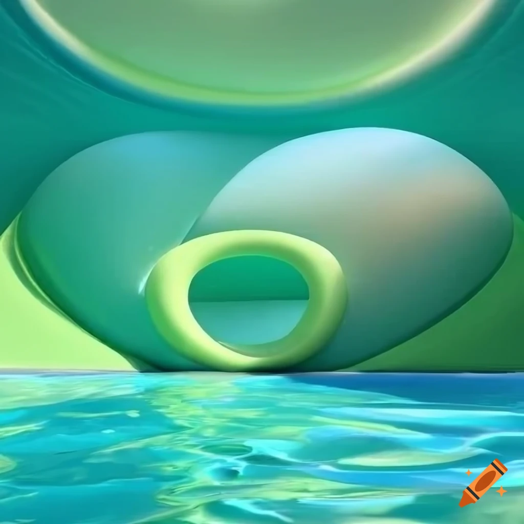 Surreal 3D rendering of an underwater spa with pools and waterfalls on ...