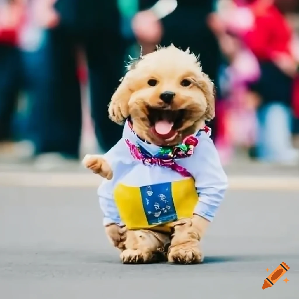 Happy puppy at a parade in Ohio on Craiyon