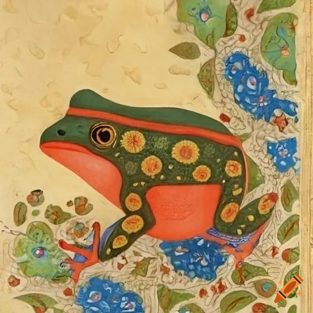 Persian miniature art of a frog
