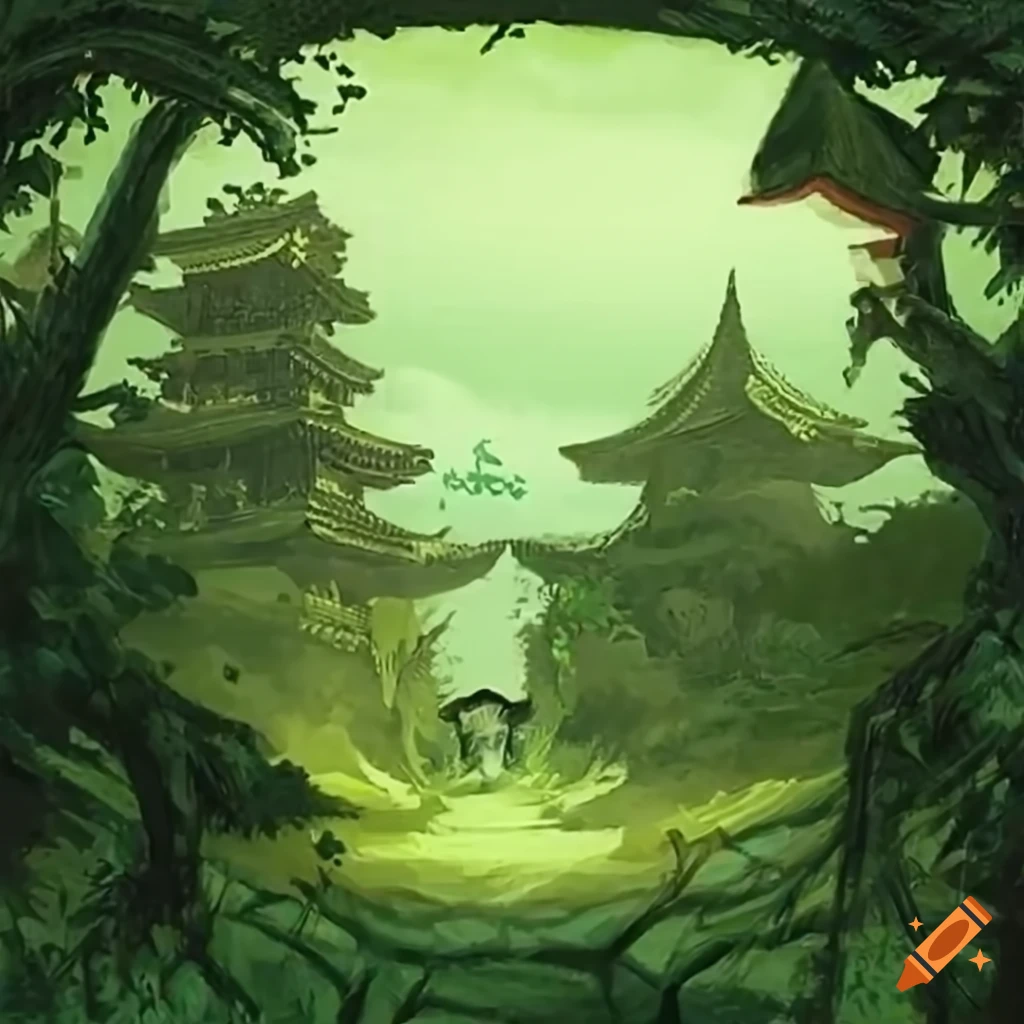 Japanese style selesnya shrine from magic: the gathering on Craiyon