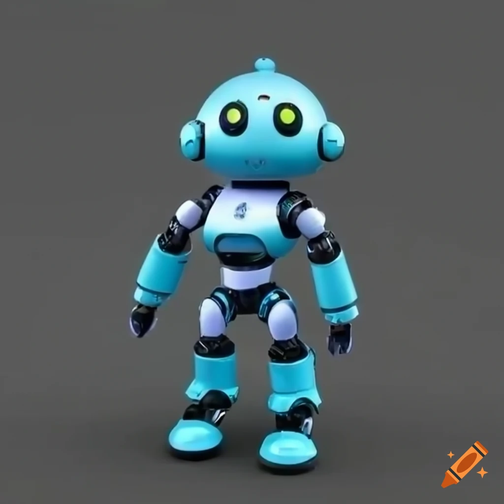Futuristic cute robot with wheels