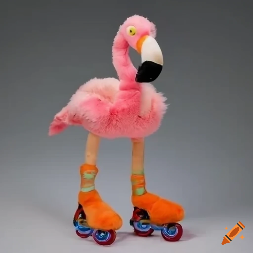 Roller Skating Flamingo Plush Toy On Craiyon