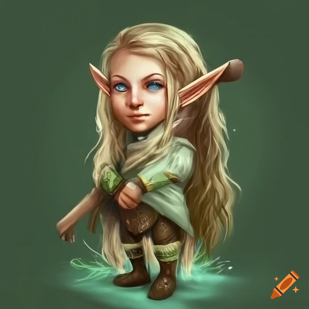 Artwork of a female halfling druid in a forest on Craiyon