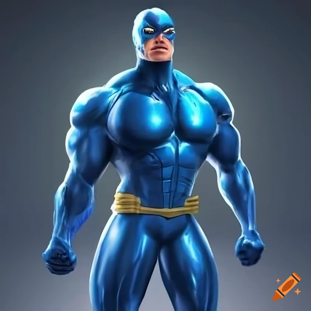 The tick superhero with exaggerated proportions on Craiyon