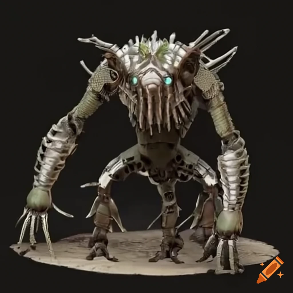 Concept art of a cybernetic insectoid alien on Craiyon