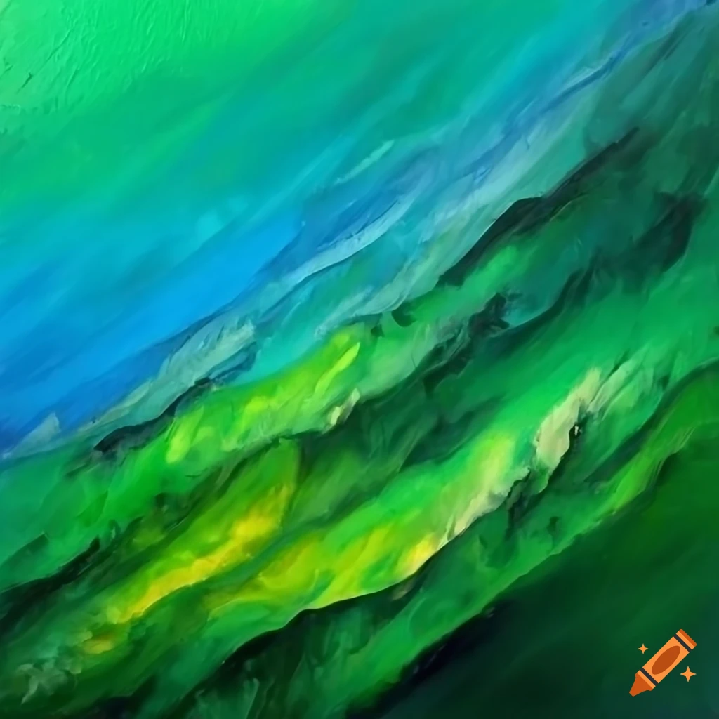 Abstract art of green mountain on Craiyon