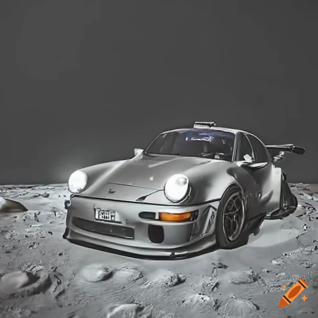Detailed image of a Porsche 911 Turbo on the moon on Craiyon