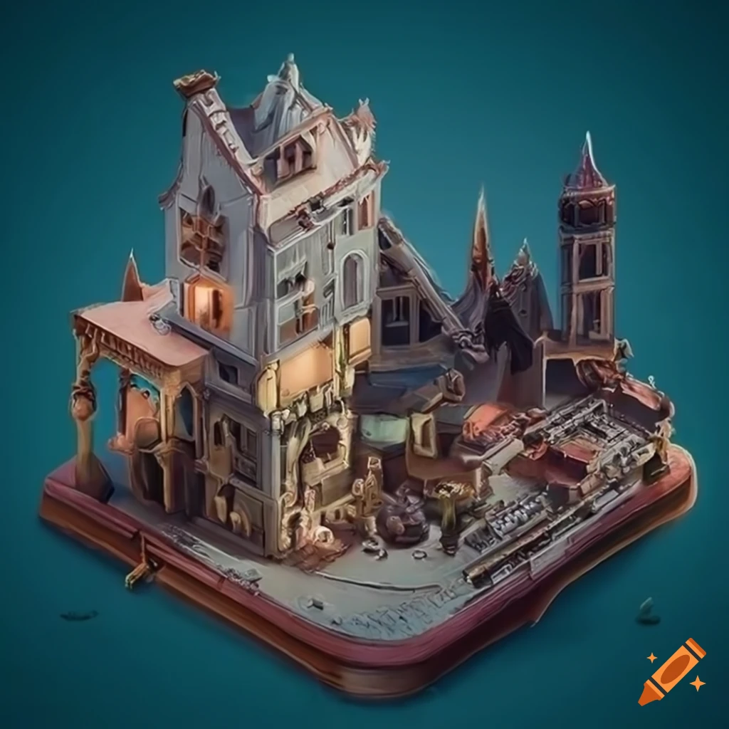 Ultra-detailed isometric miniature world on Craiyon