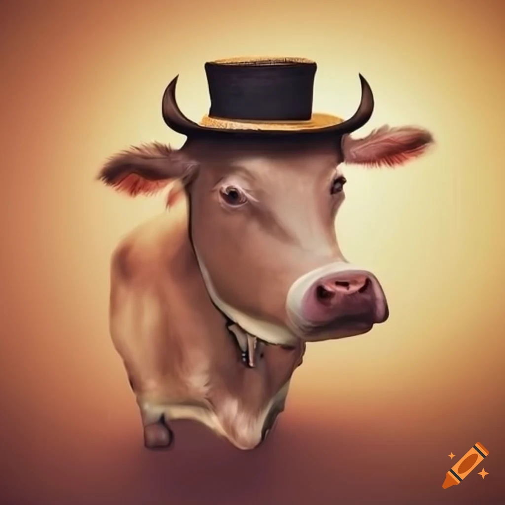 Cow wearing a top hat on Craiyon
