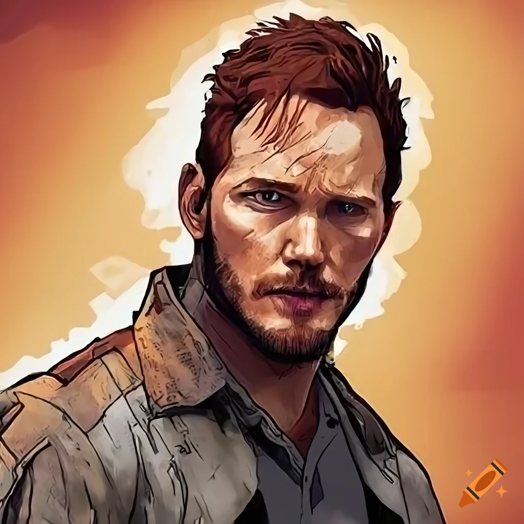 Digital art of chris pratt in the walking dead style