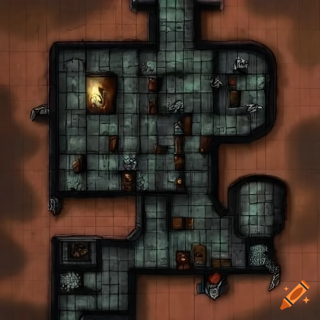 Topographical grid dungeon map with mushroom theme on Craiyon