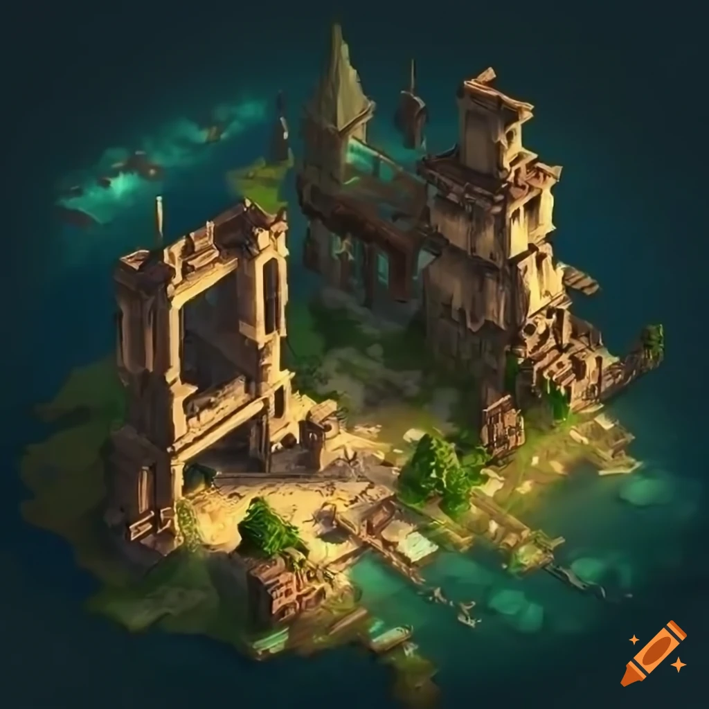 Detailed isometric concept art of outdoor nature terrain on Craiyon