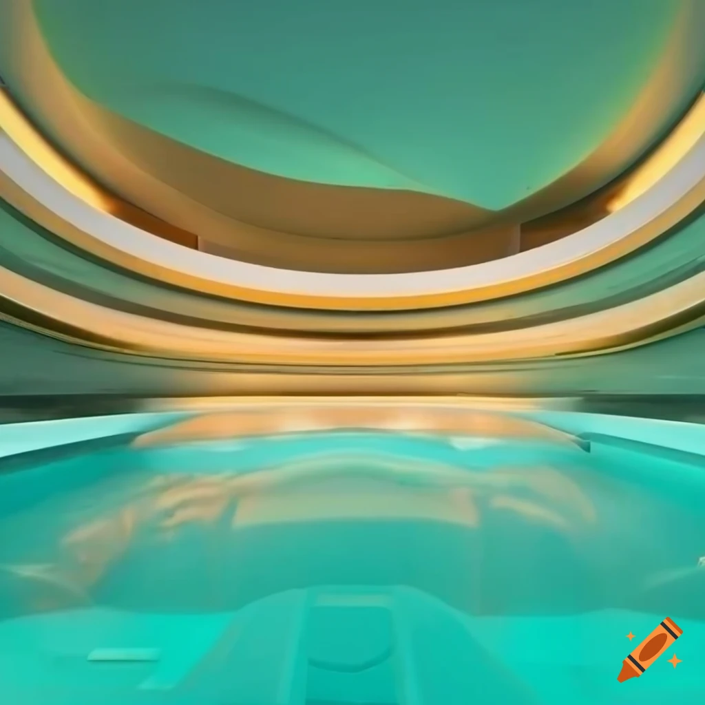 3d rendered architecture spa interior with pools and fountains