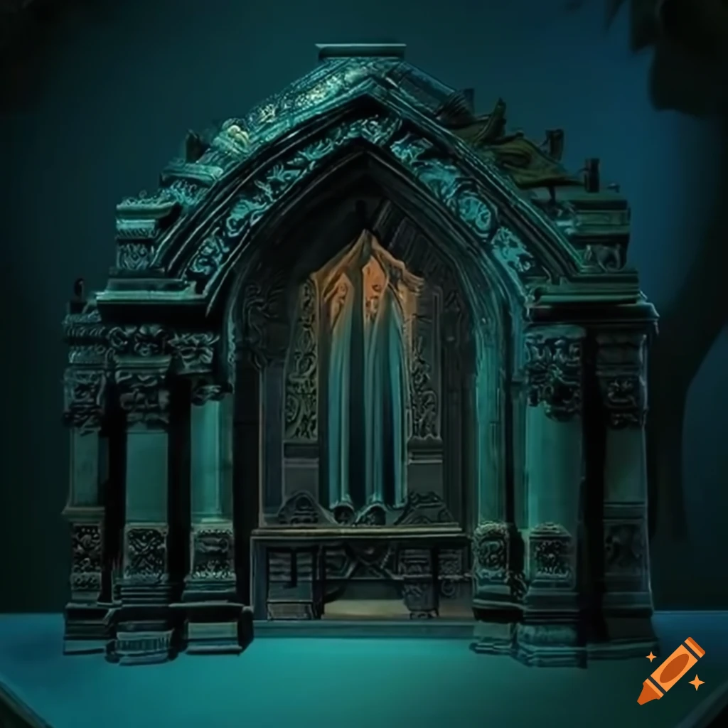 Stunning forested island with a gateway portal made from stone in ...