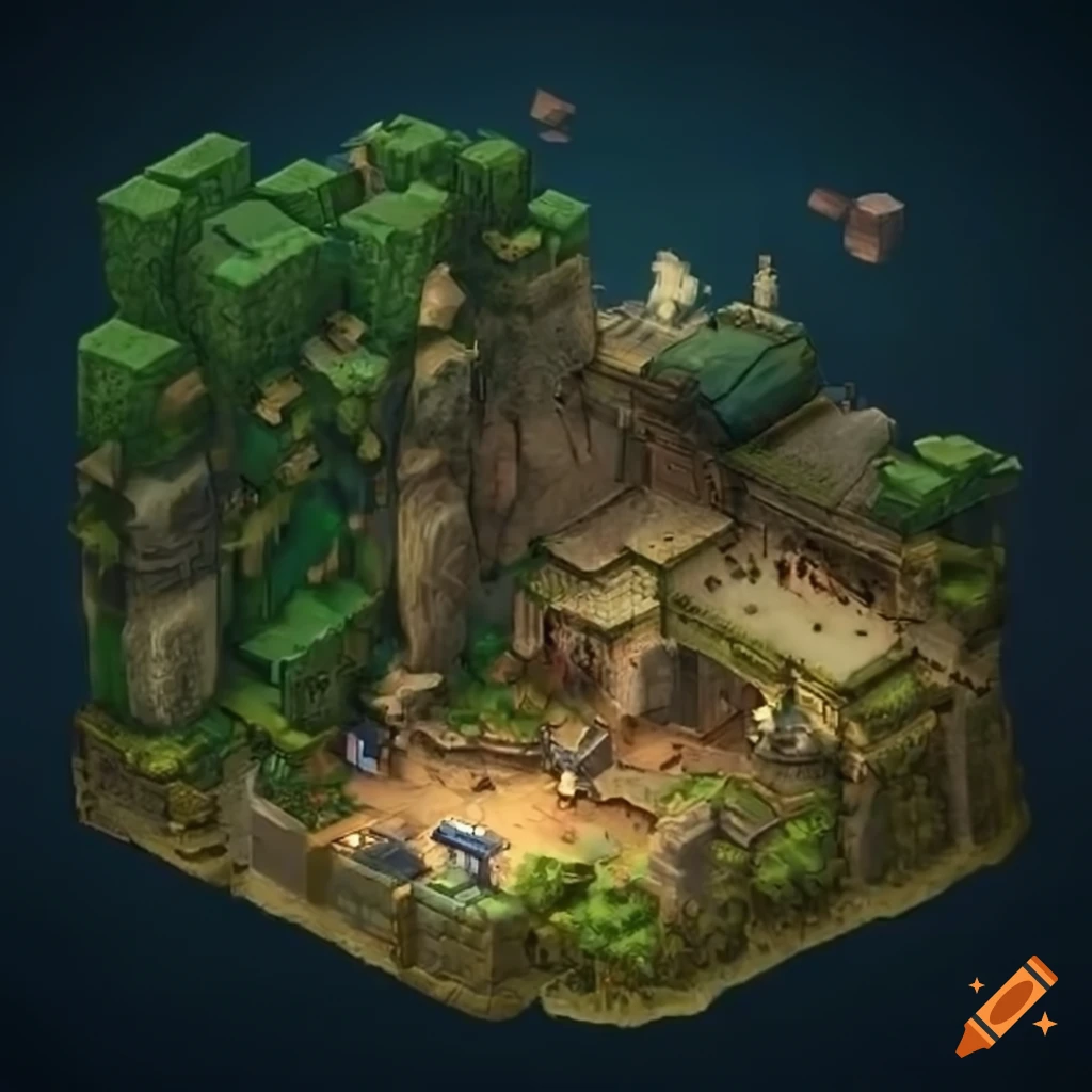 Isometric kit natural cavern terrain for gaming on Craiyon