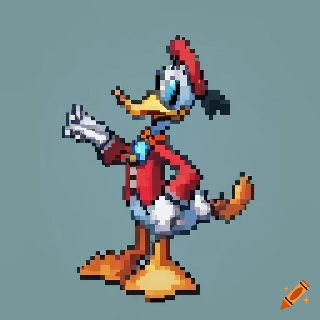 Pixel art of donald duck from kingdom hearts on Craiyon