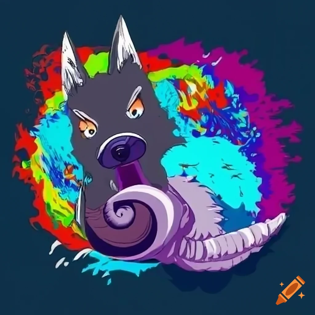 Image of a menacing wolf-snail hybrid with claws on Craiyon