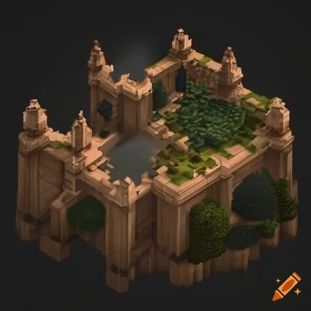 Intricate isometric concept art of outdoor nature terrain on Craiyon