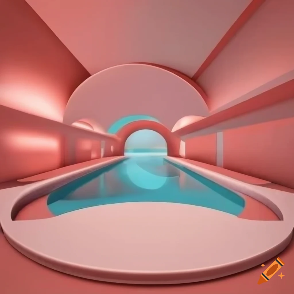 3d rendered spa interior with flowing curvy forms and shapes on Craiyon
