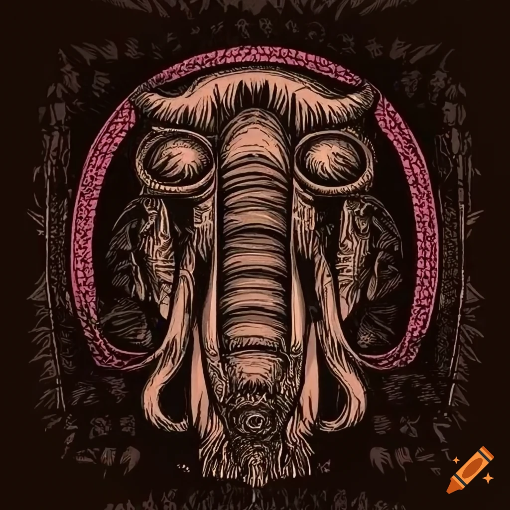 Woodcut style illustration of axis of evil facing mammon on Craiyon