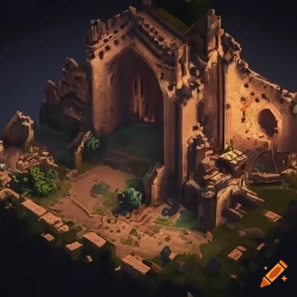 Intricate modular isometric concept art of outdoor terrain on Craiyon