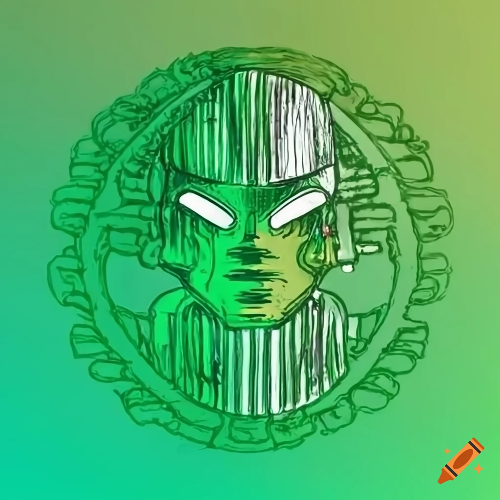 Green cyborg icon with dark and light green shades