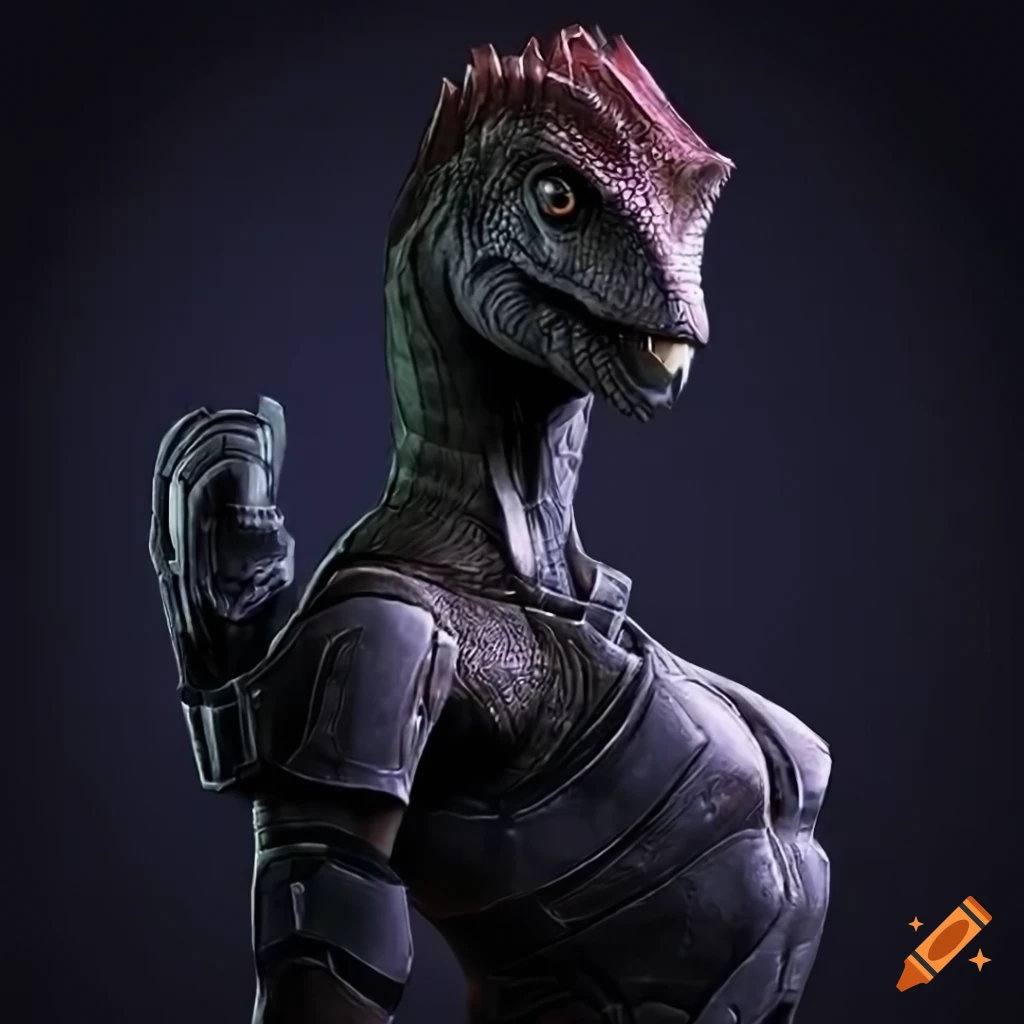 Female allosaurus character from mass effect on Craiyon