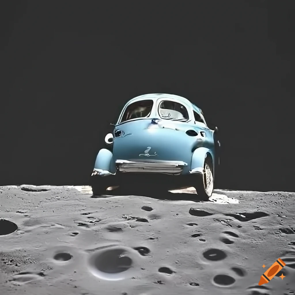 Detailed image of a bmw isetta 300 on the moon