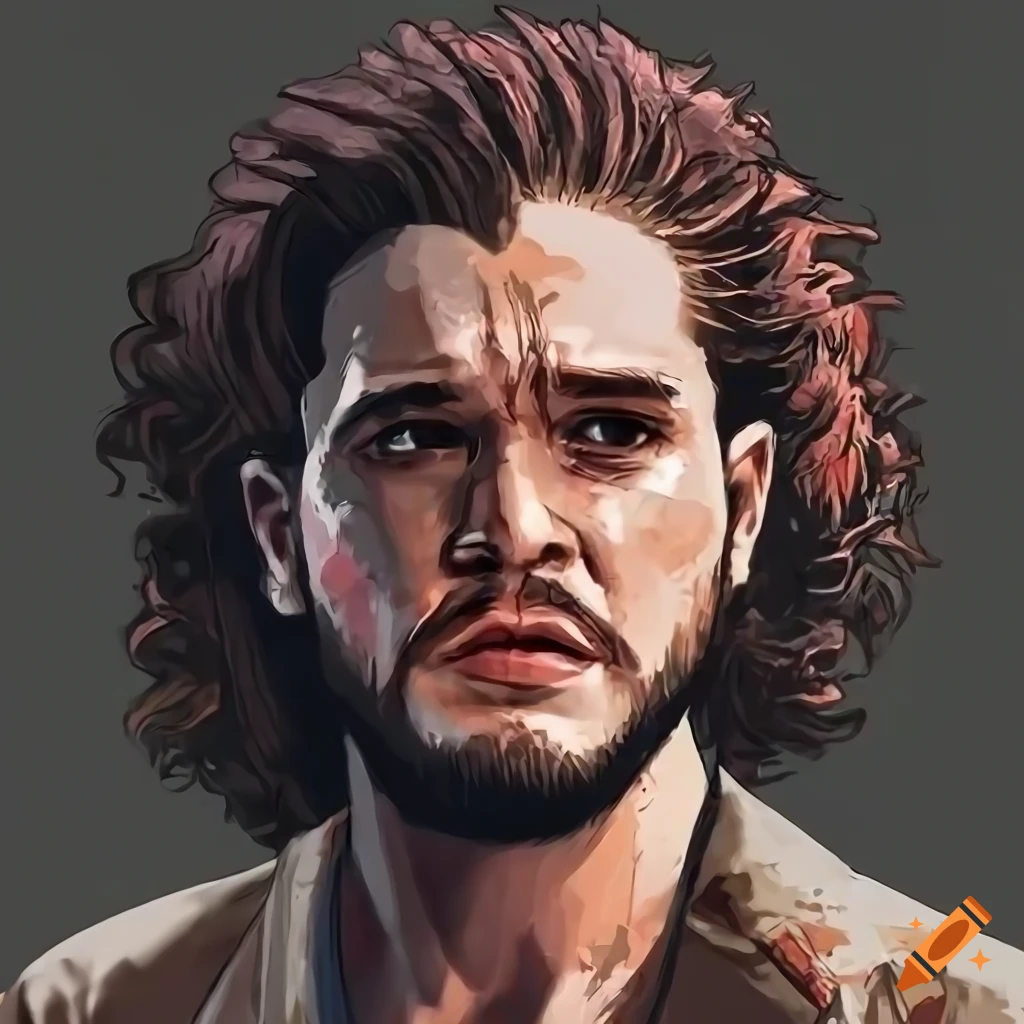 Digital art of kit harington in the style of the walking dead on Craiyon