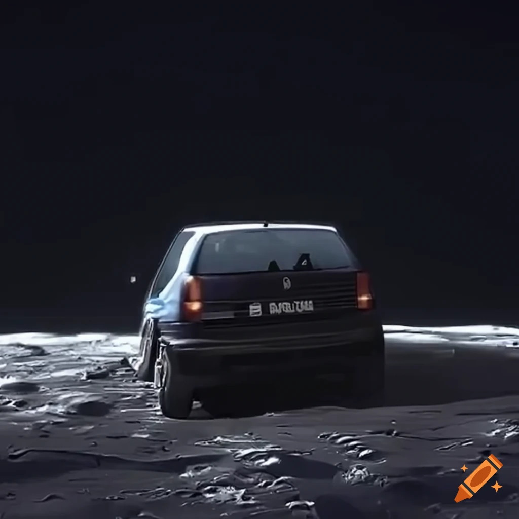 Concept art of renault clio williams on the moon