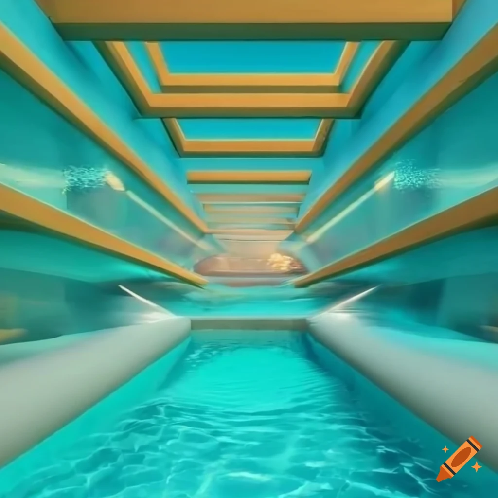 3d rendered surreal spa with pools and waterfalls on Craiyon