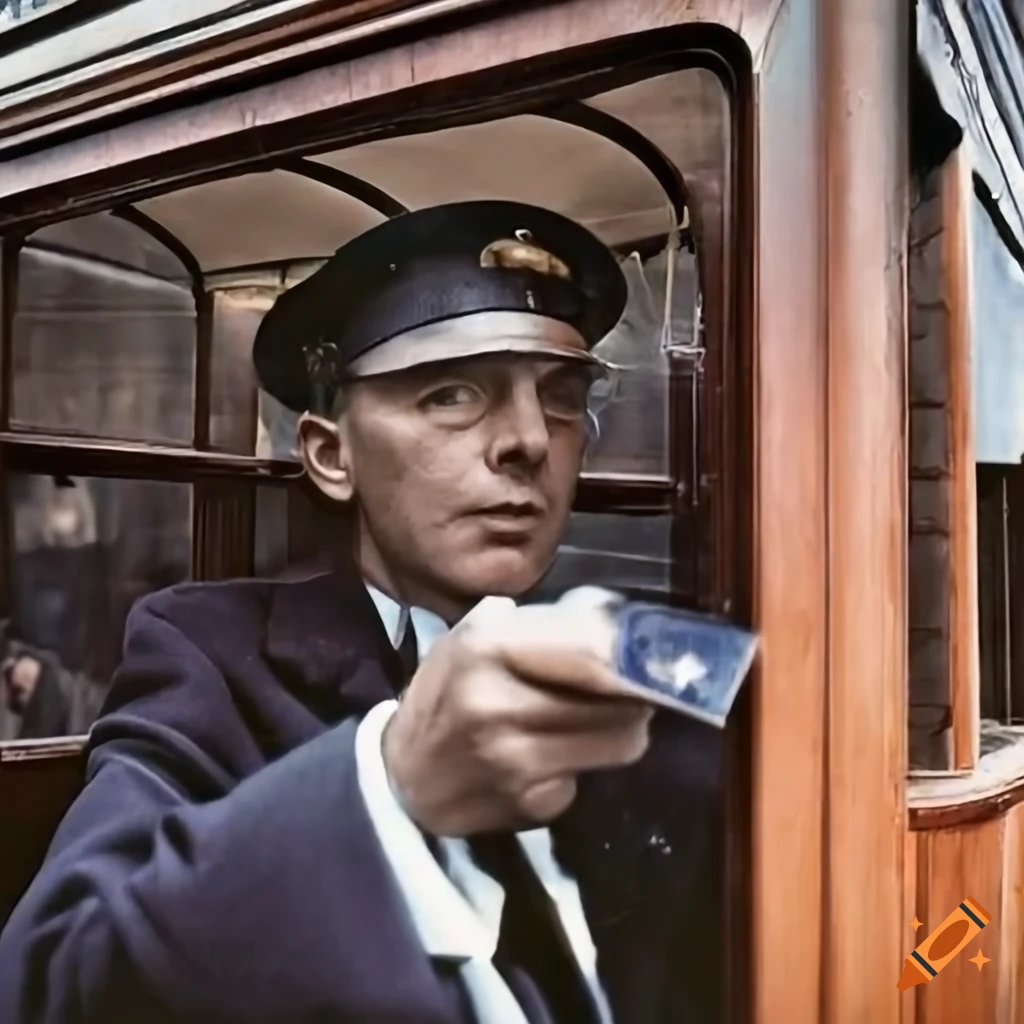Portrait of a tram conductor in the 1940s on Craiyon