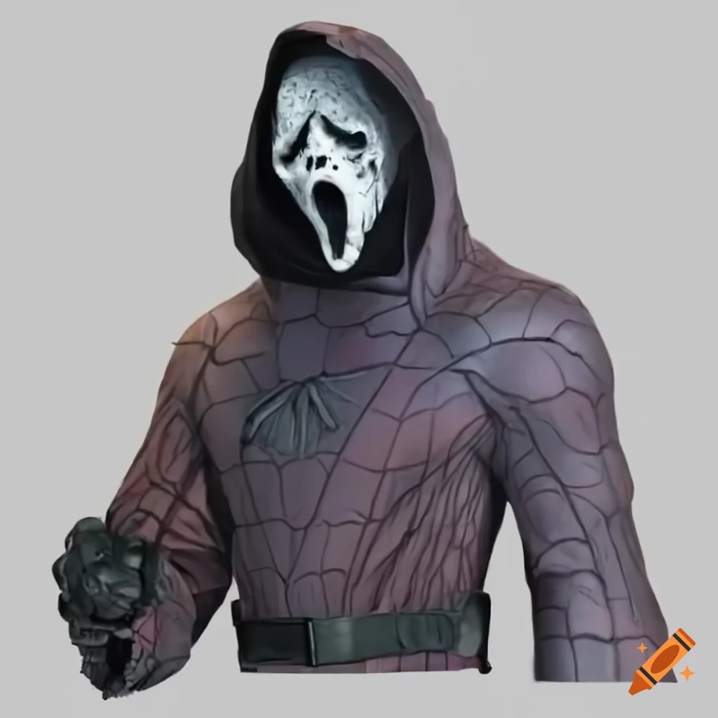 Detailed fan art of Ghostface as Spiderman on Craiyon