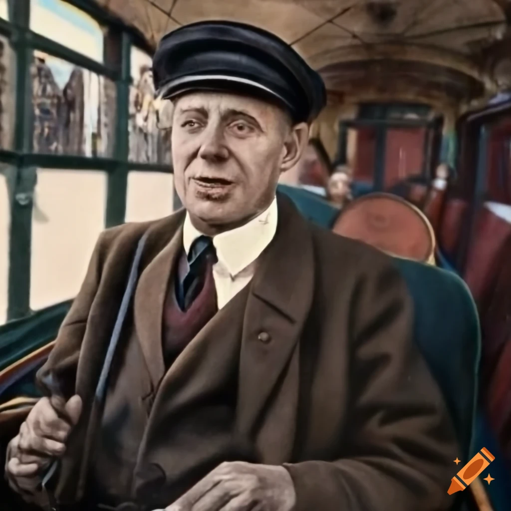 Portrait of a tram conductor in 1940s style on Craiyon
