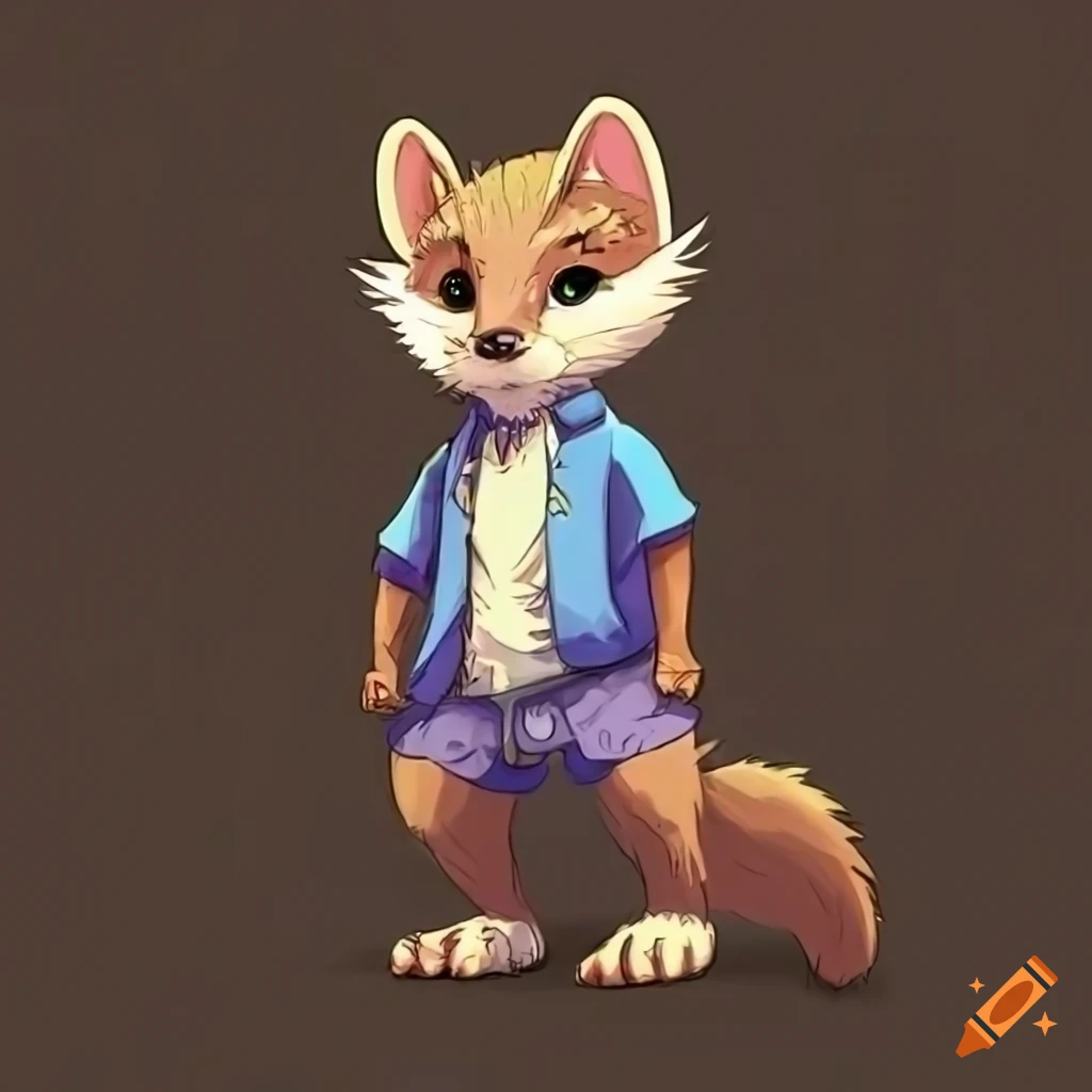 Cartoon weasel wearing shorts on Craiyon