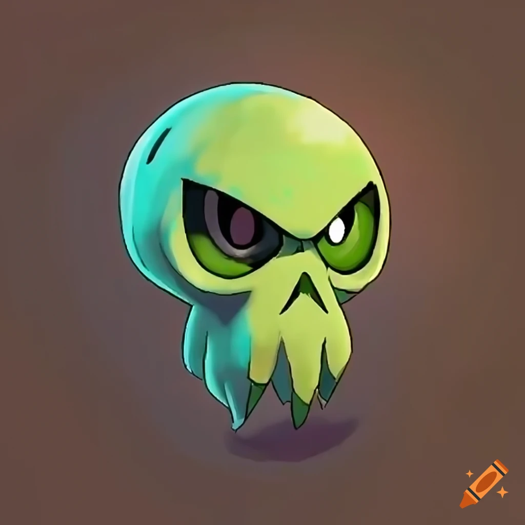 Green skull headed poison type Pokémon on Craiyon