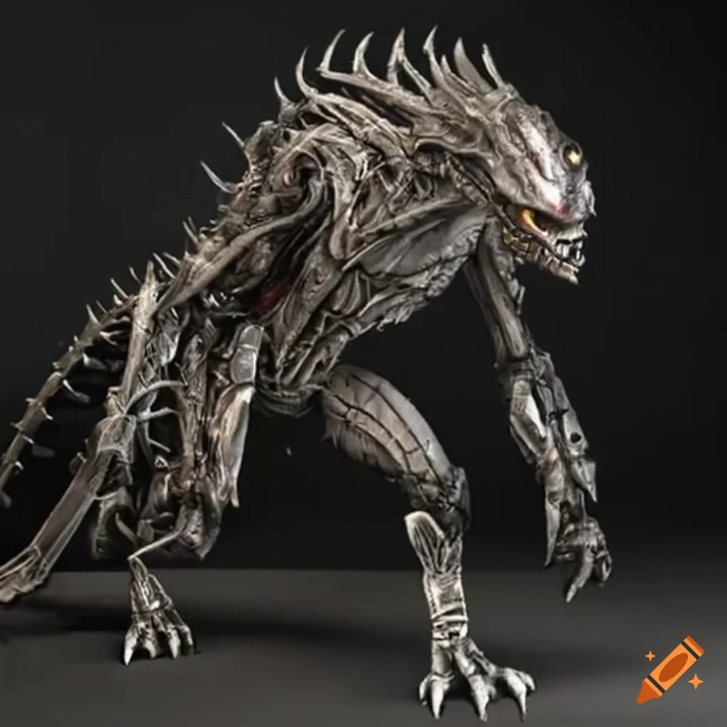 Cybernetic dragon-inspired alien creature on Craiyon