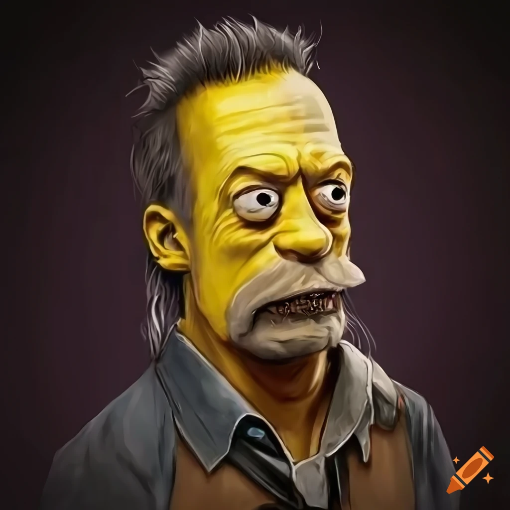Realistic digital art of a zombie version of homer simpson on Craiyon