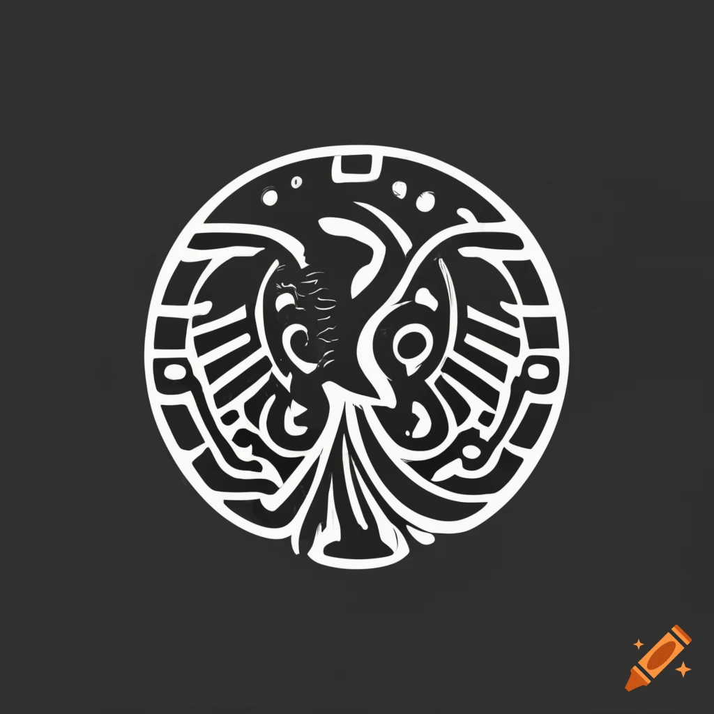 Black and white mayan phoenix logo on Craiyon