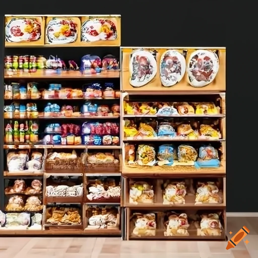 Innovative retail display for small-sized cereal products on Craiyon