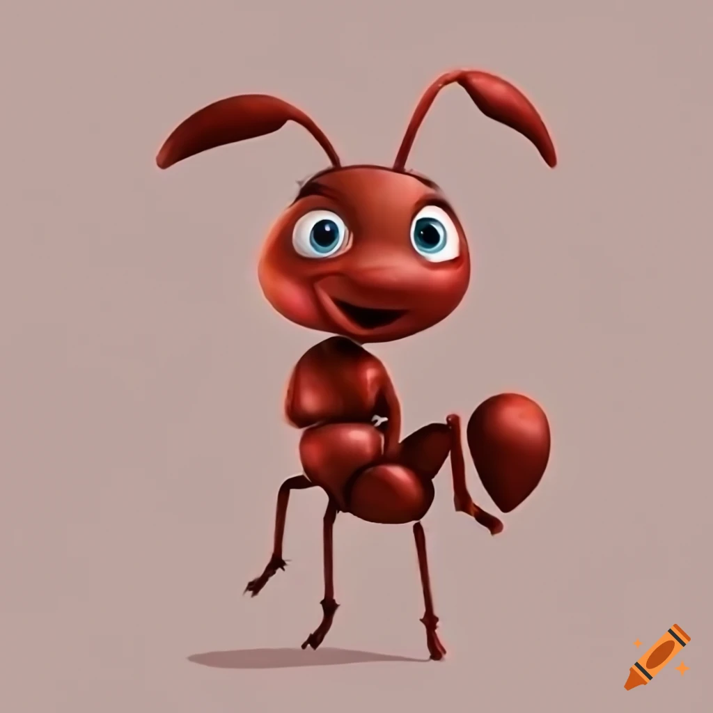 Cute Ant Cartoon Character In Pixar Style