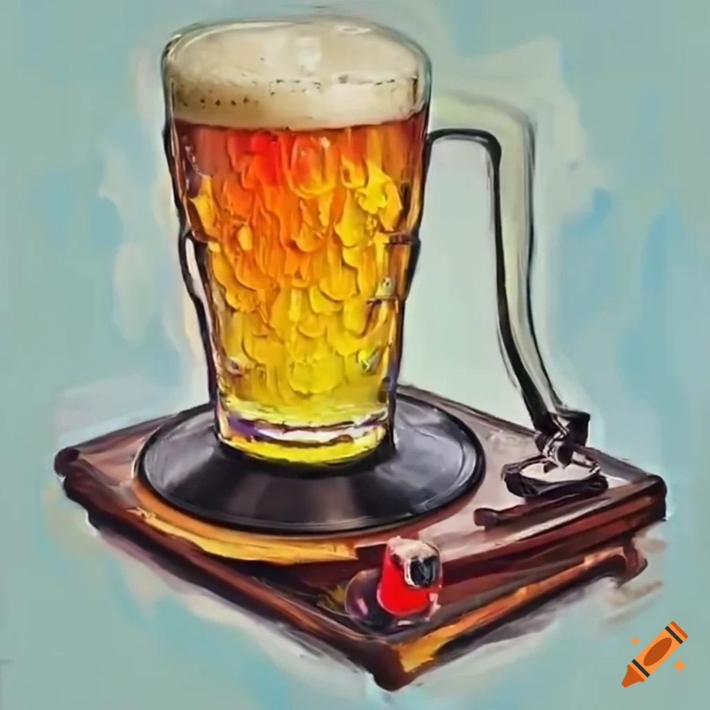 Beer glass on a record player