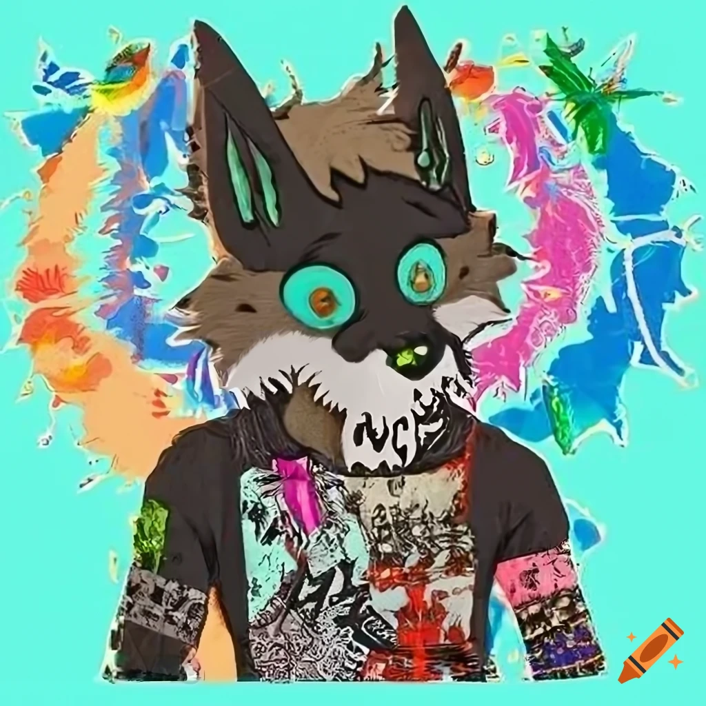 Punk collage art furry with spikes and grunge elements on Craiyon