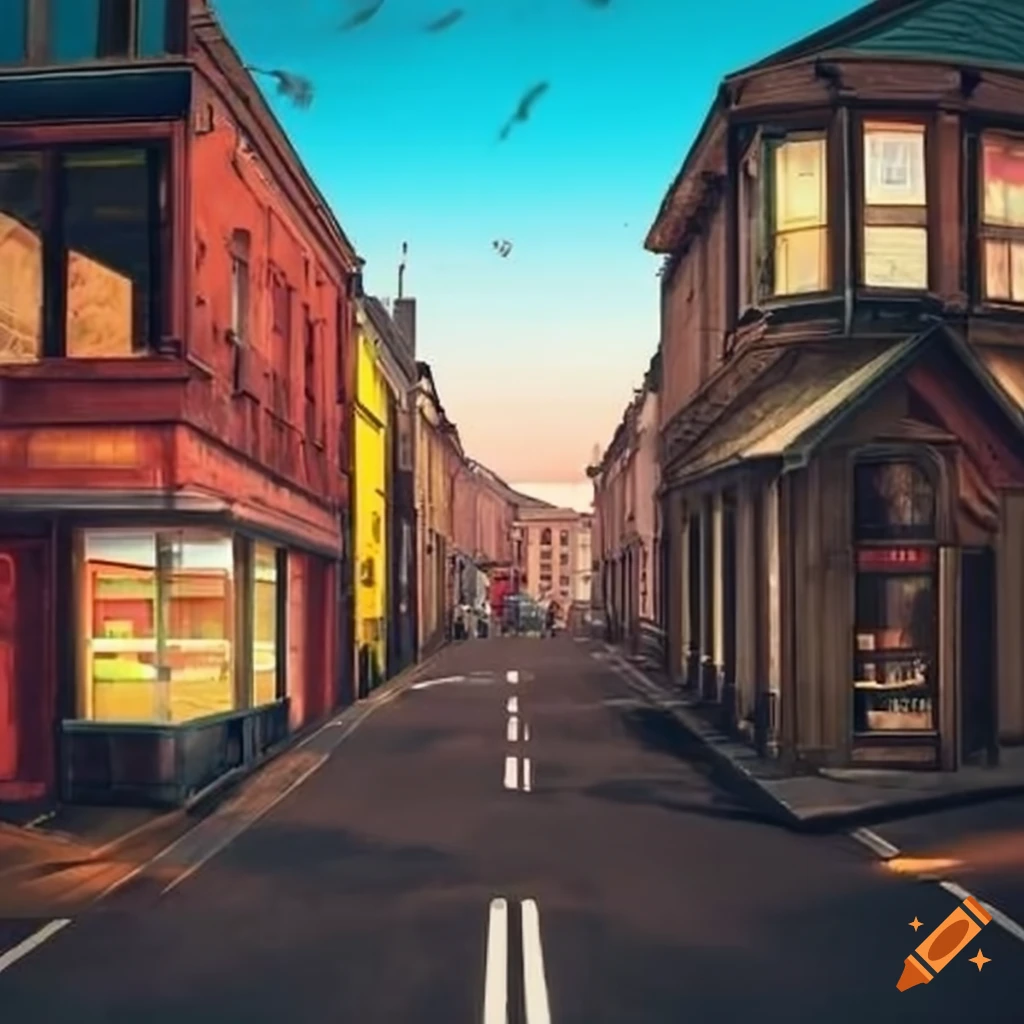 Road with sandwich shops on the side