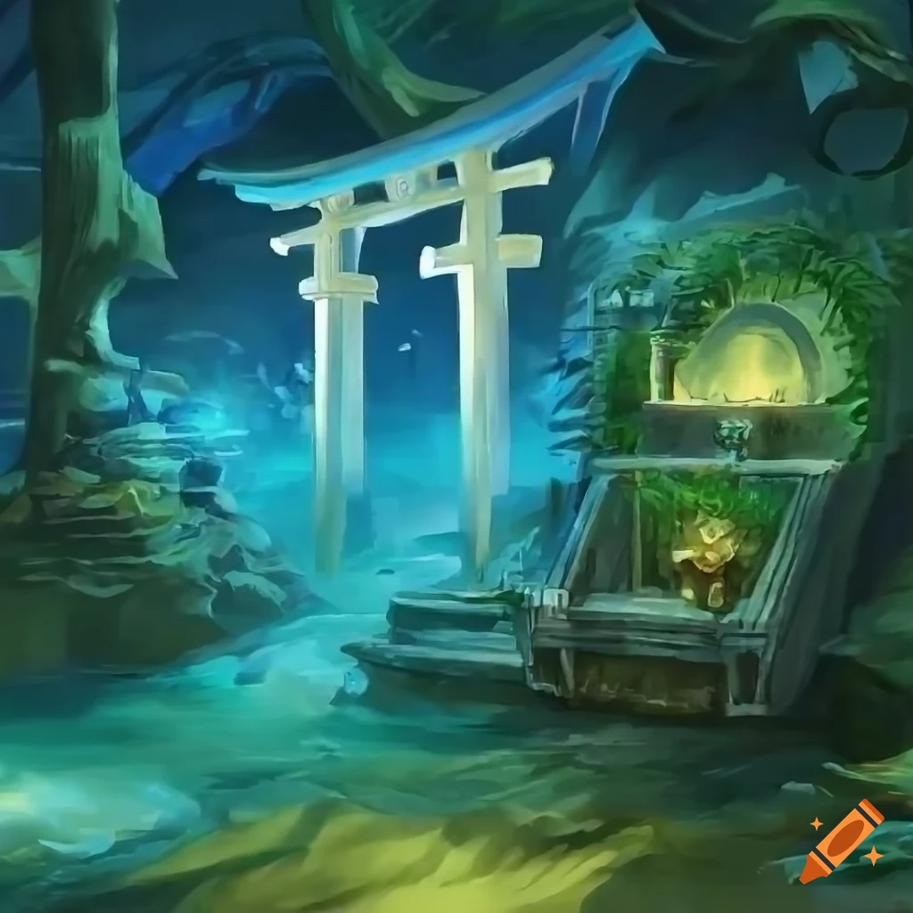 Simic Japanese style Shrine card from Magic: The Gathering on Craiyon