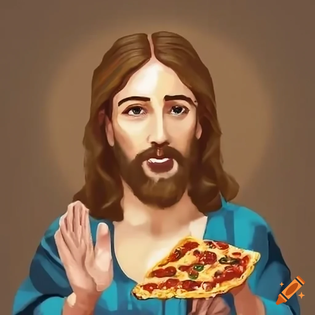 Drawing of jesus enjoying a bowl of ramen on Craiyon