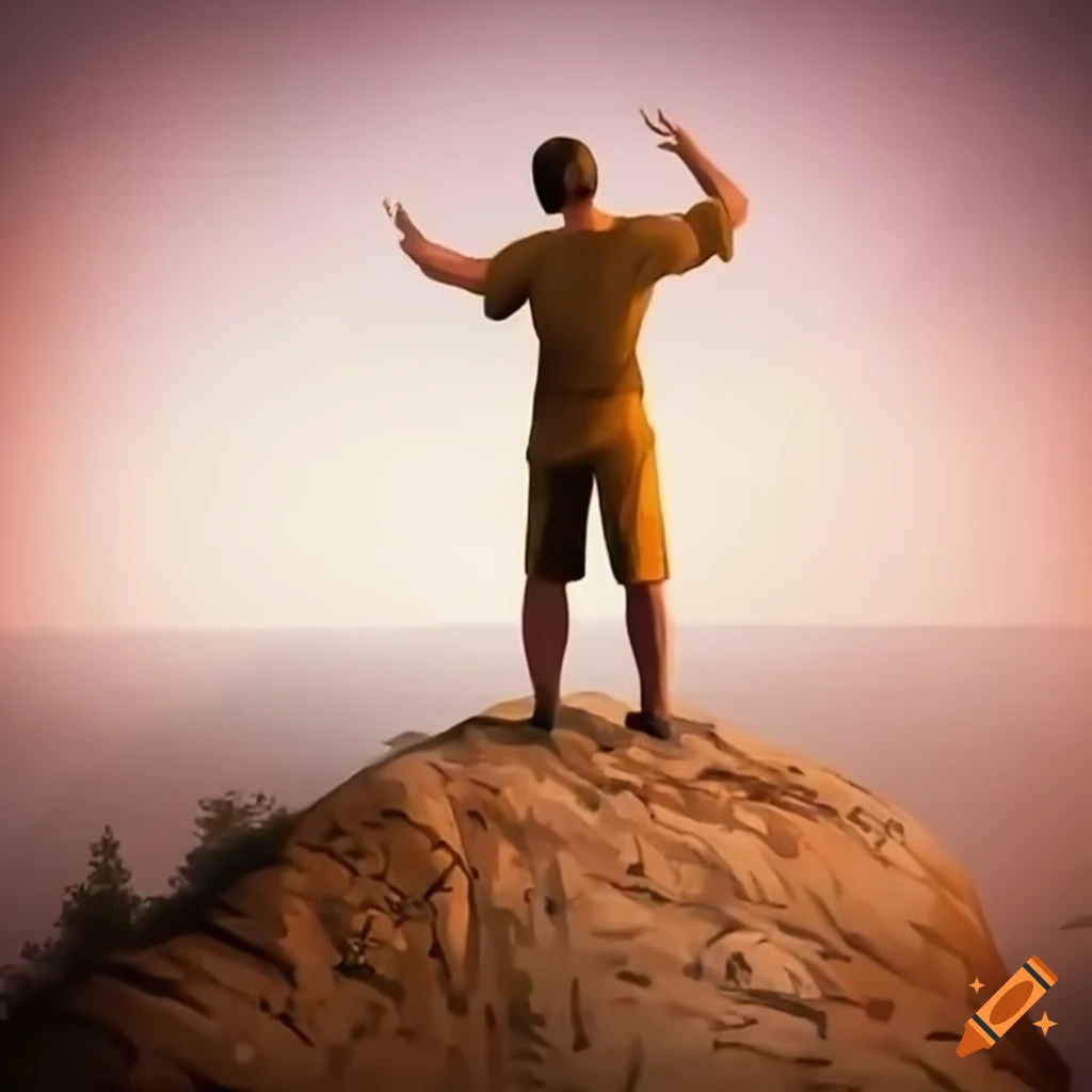 Image of a young man preaching on a hill on Craiyon