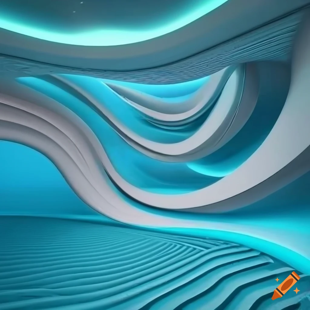 Surreal 3d rendered living room with pool hallway on Craiyon