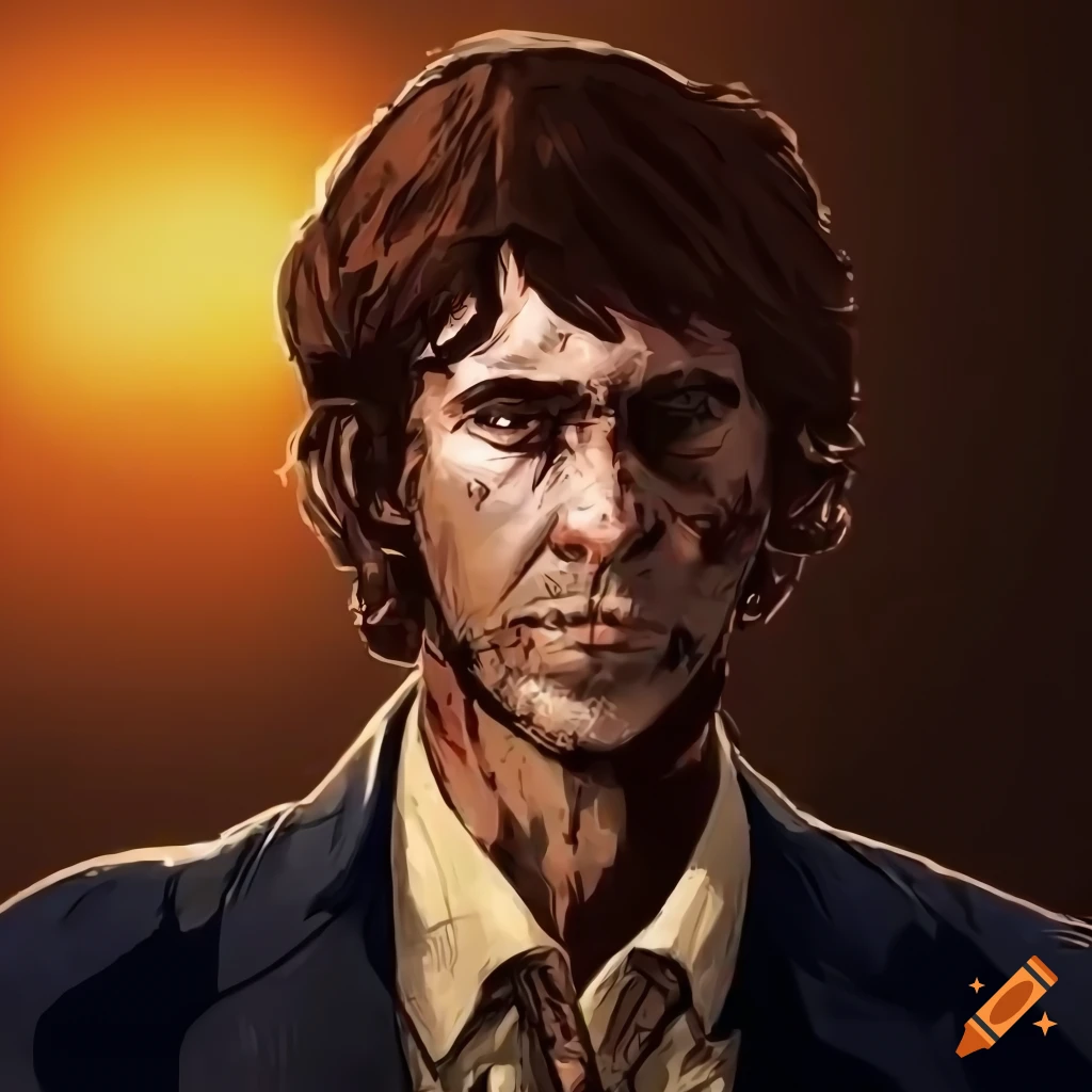 Digital art of todd howard in walking dead style on Craiyon