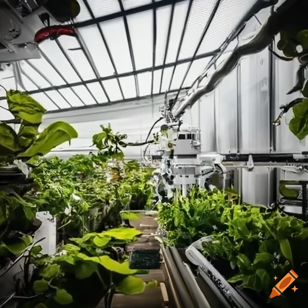 Automated robots tending to plants in a state-of-the-art greenhouse on ...